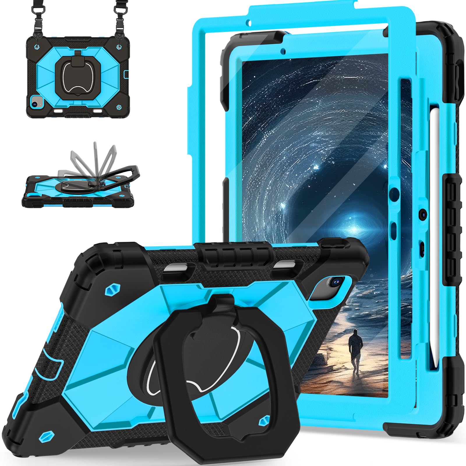 Scnioy Case for iPad Air 11 Inch M3 / M2 (2025/2024), Heavy Duty iPad ...