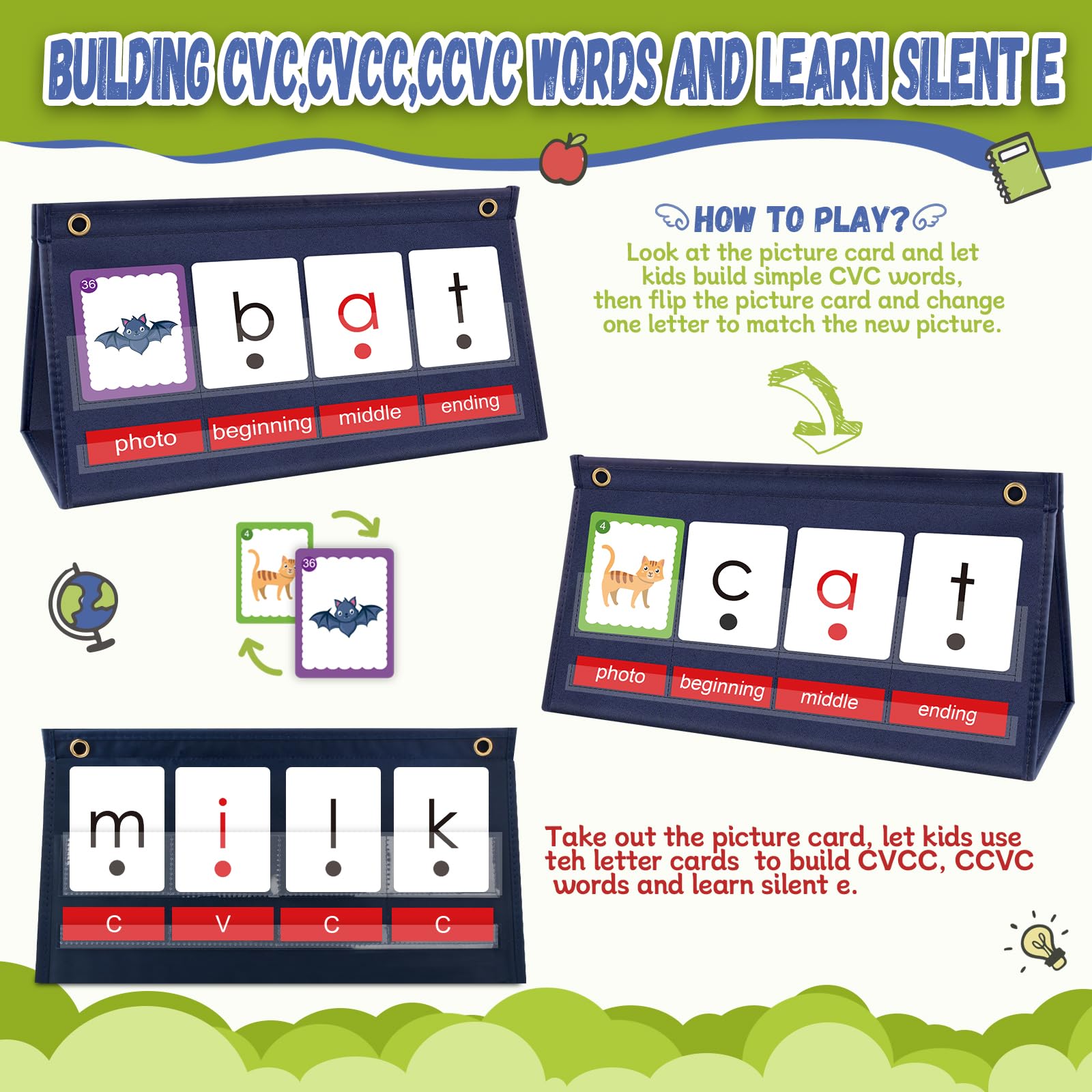 Mua CVC Word Games Building Pocket Chart, Phonics Games Phonics Flash ...