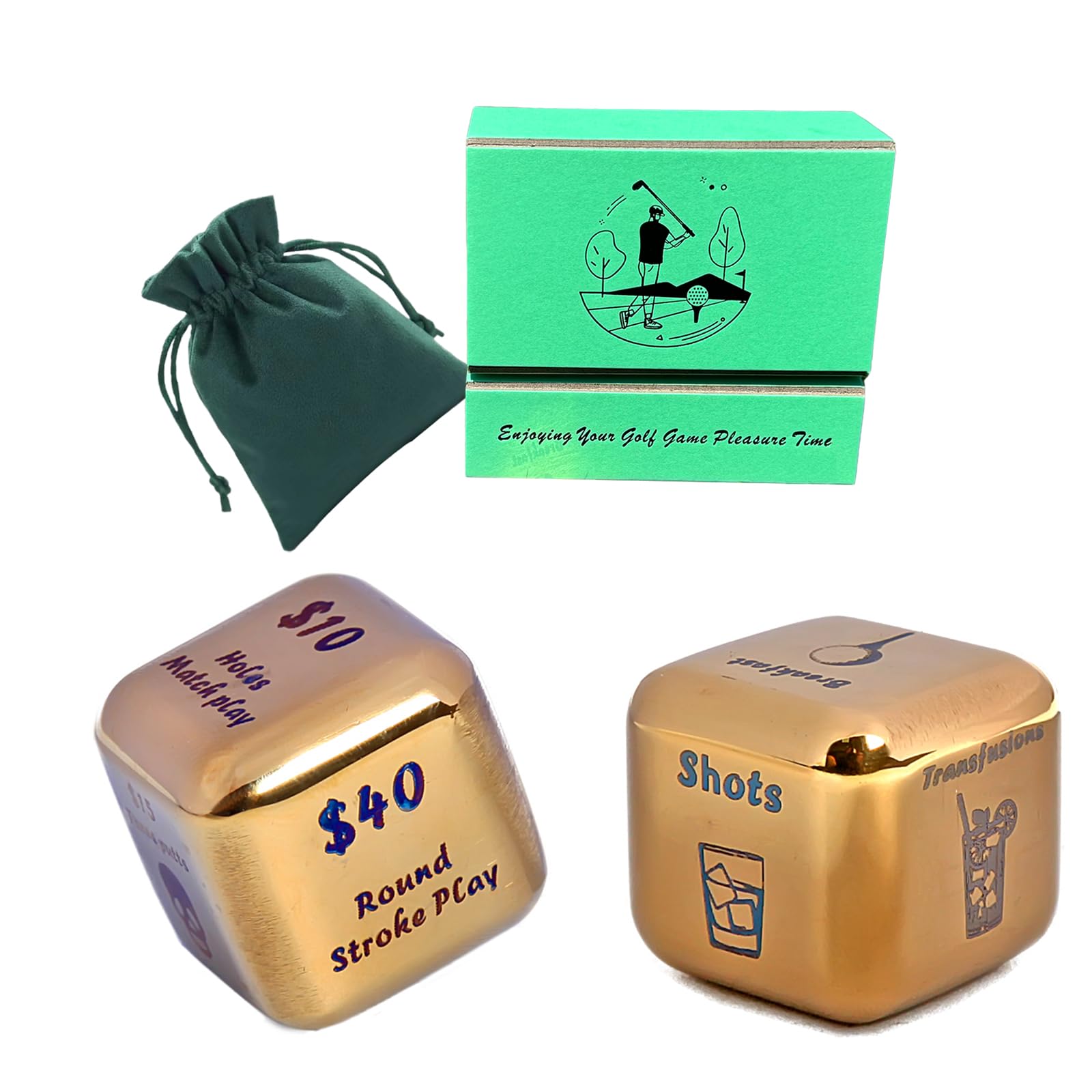 Shiny Deluxe Golden Golf Dice Game Gift Ideas On Course Golf Games for ...