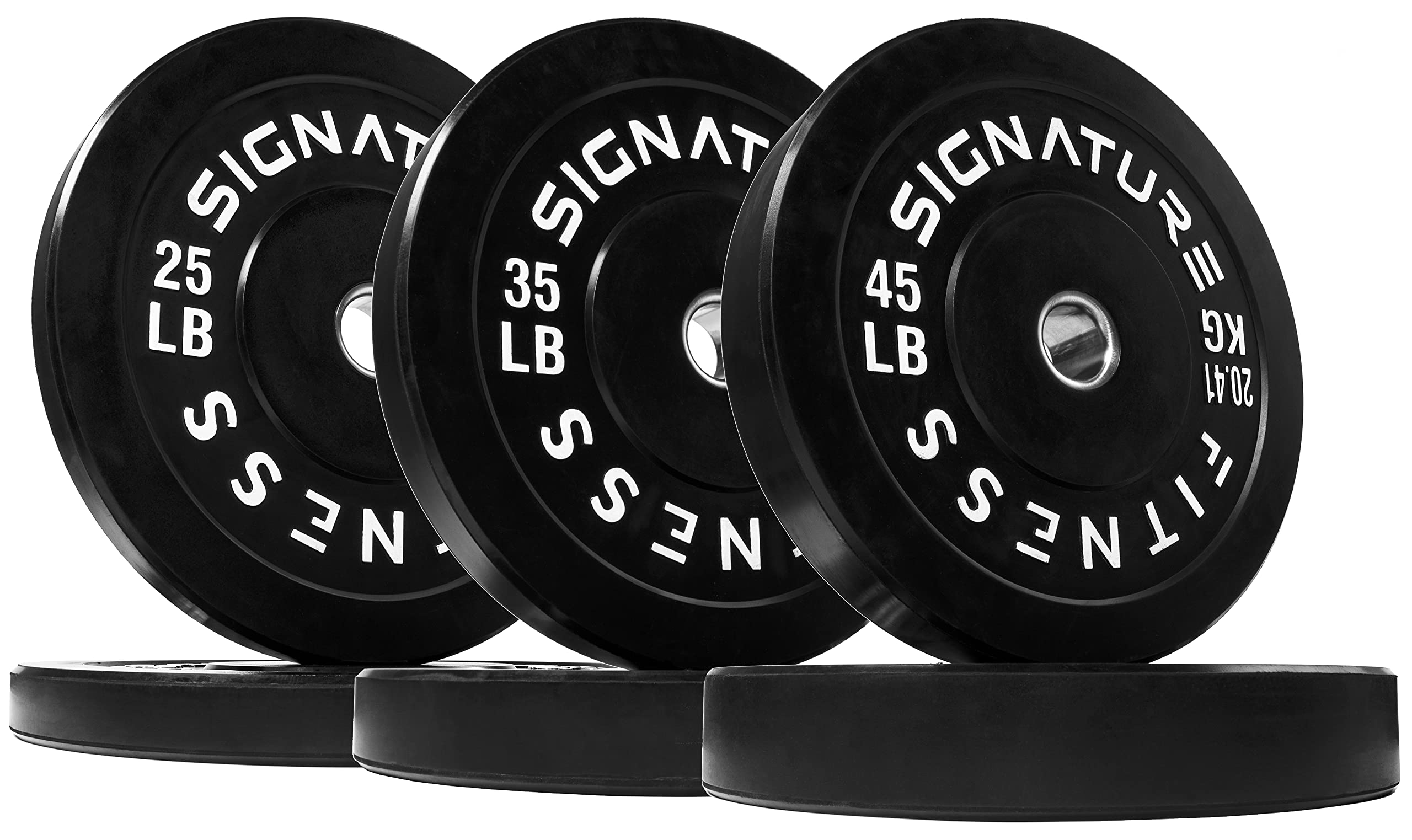 Signature Fitness 2" Olympic Bumper Plate Weight Plates with Steel Hub ...