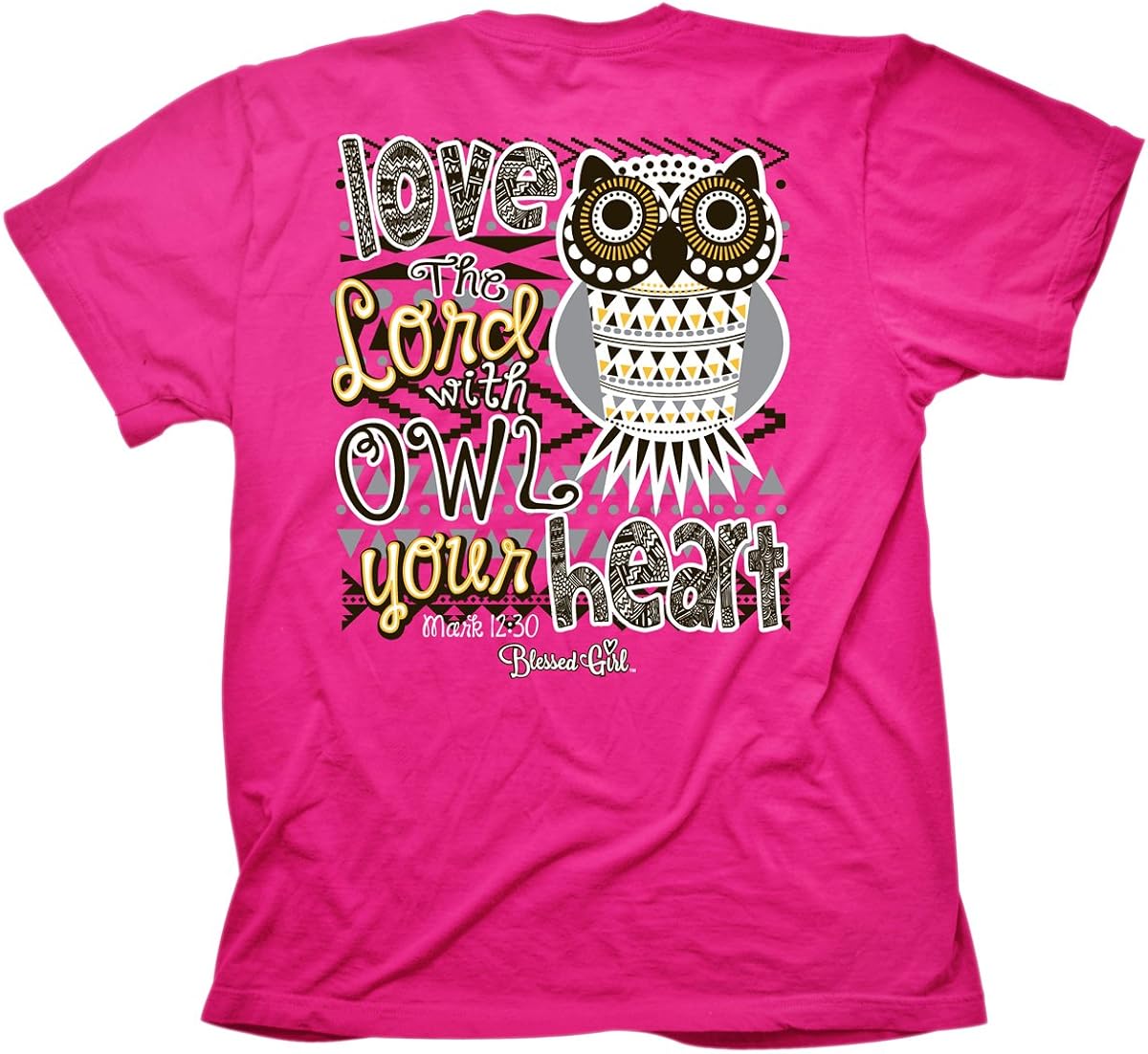 Amazon.com: Blessed Girl Women's Christian T-Shirt - Owl Your Heart, XX ...