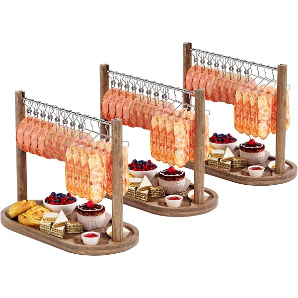 Bacon Weight Bacon Display Rack With Clips - Bamboo Charcuterie Board ...