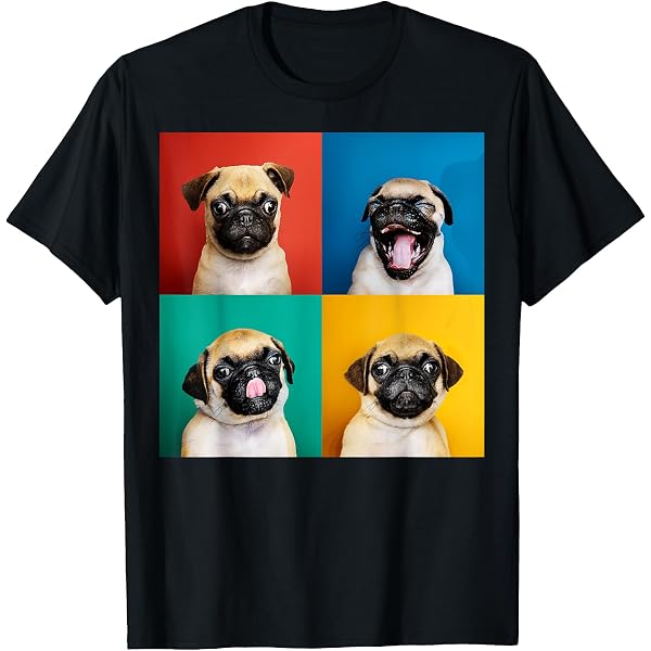 Camiseta Negra Con Cara De Pug Silueta De Cara De Pug Idea De Regalo