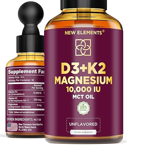 Liquid Vitamin D3 with K2 & Magnesium Glycinate | Vitamin D Drops 10.000 IU | Vitamin K2 200mcg ...