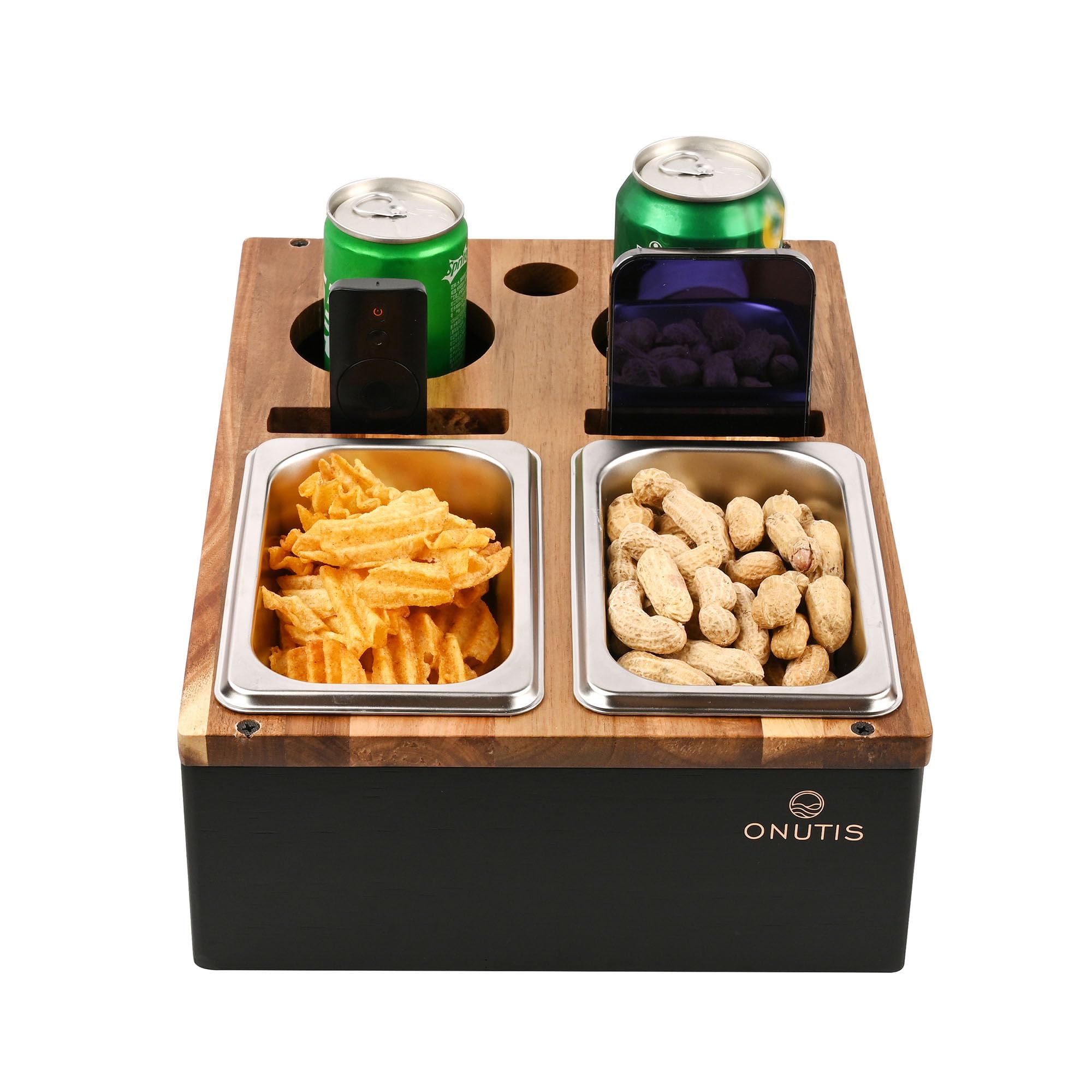 Onutis Couch Cup Holder – Couch Caddy, Snack Holder, Remote Bed Caddy ...