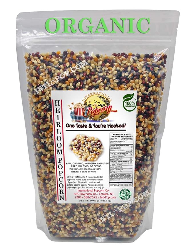 Amazon.com: 5 lb - ORGANIC, Heirloom, Multi-colored Popcorn Kernels ...