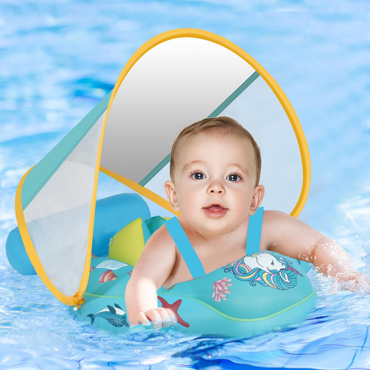Mua Baby Swimming Pool Float with Canopy UPF50+ Sun Protection, Airbag ...
