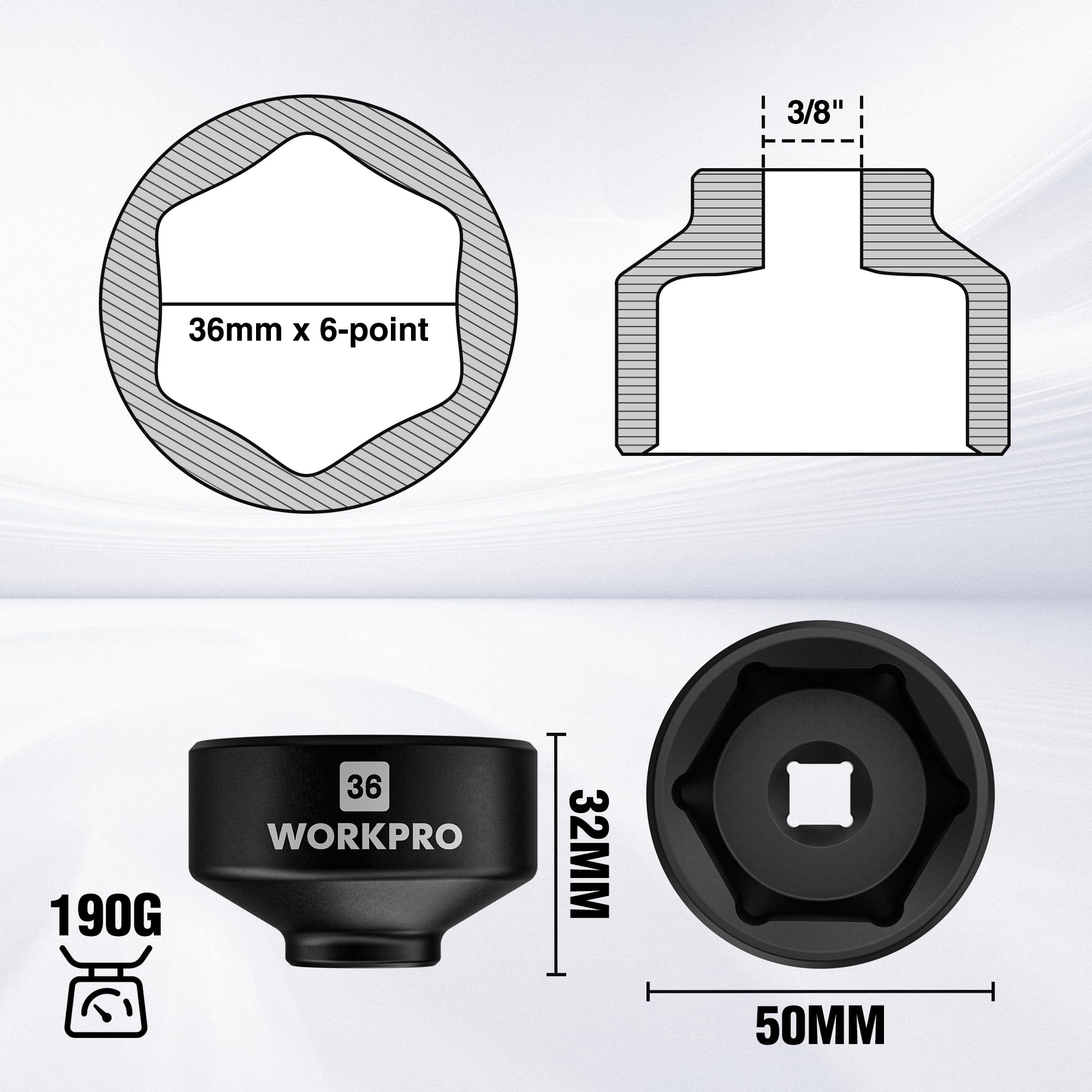 Mua WORKPRO 36mm Oil Filter Socket Wrench, Oil Filter Removal Tool, Oil ...
