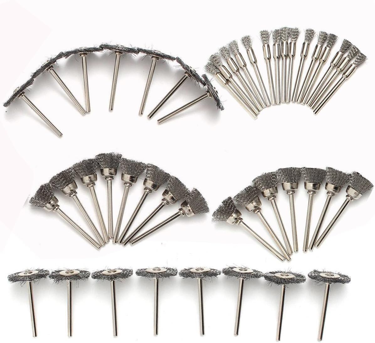 Cisixin 45Pcs Steel Wire Wheels Pen Brushes Set Kit for Rotary Tools ...