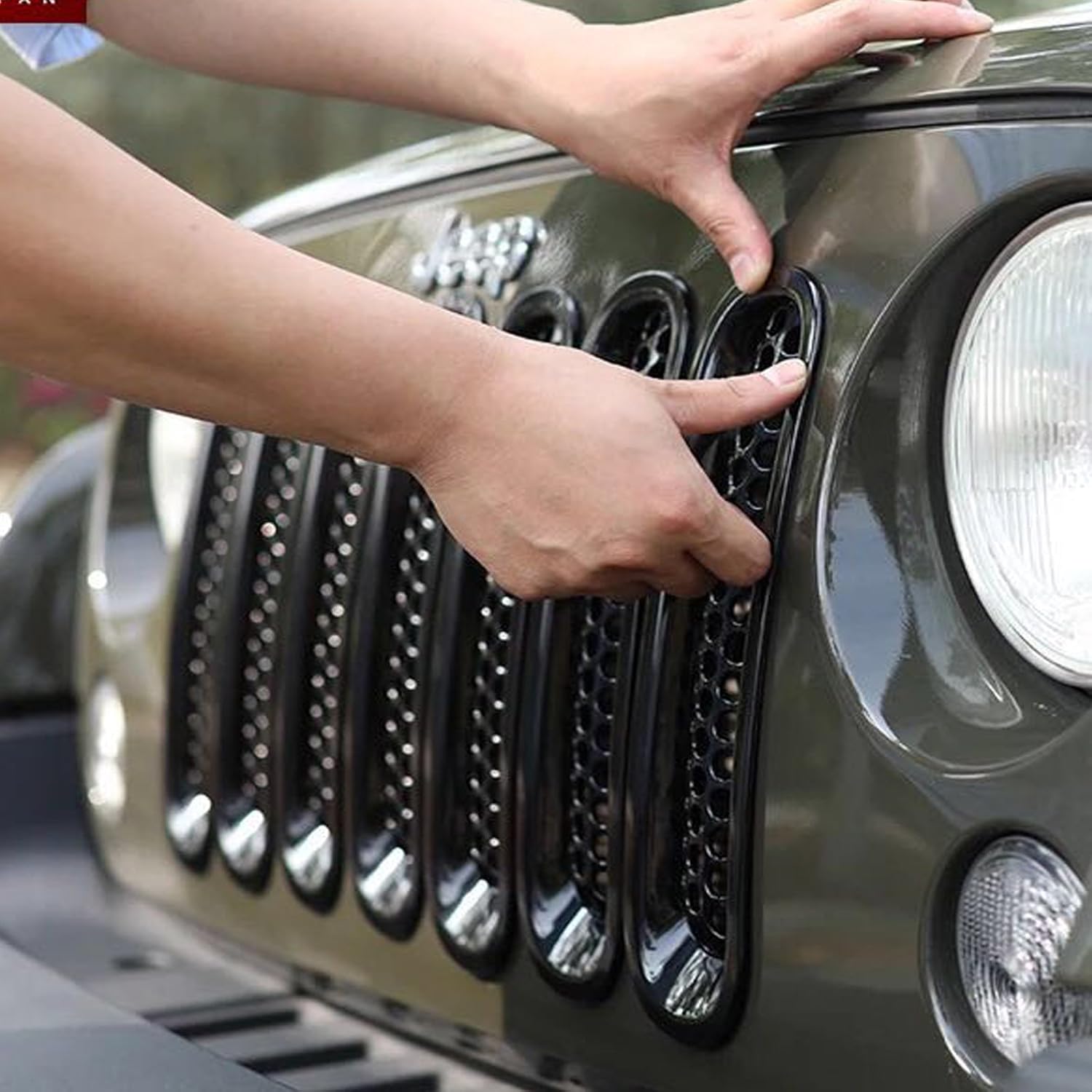 Parti per auto 【7PCS】 Black J-eep Wrangler Front Grill Mesh Grille ...