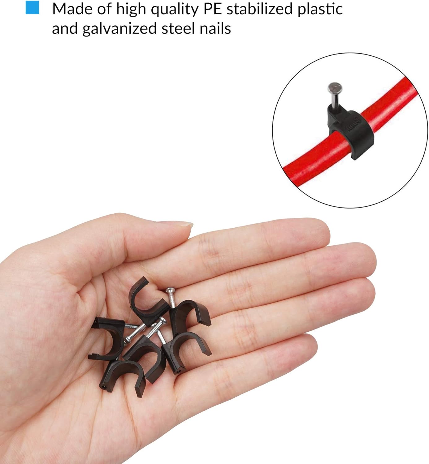 200Pcs Round Cable Clips Assortment, 8mm 10mm Electrical Cable Wall ...