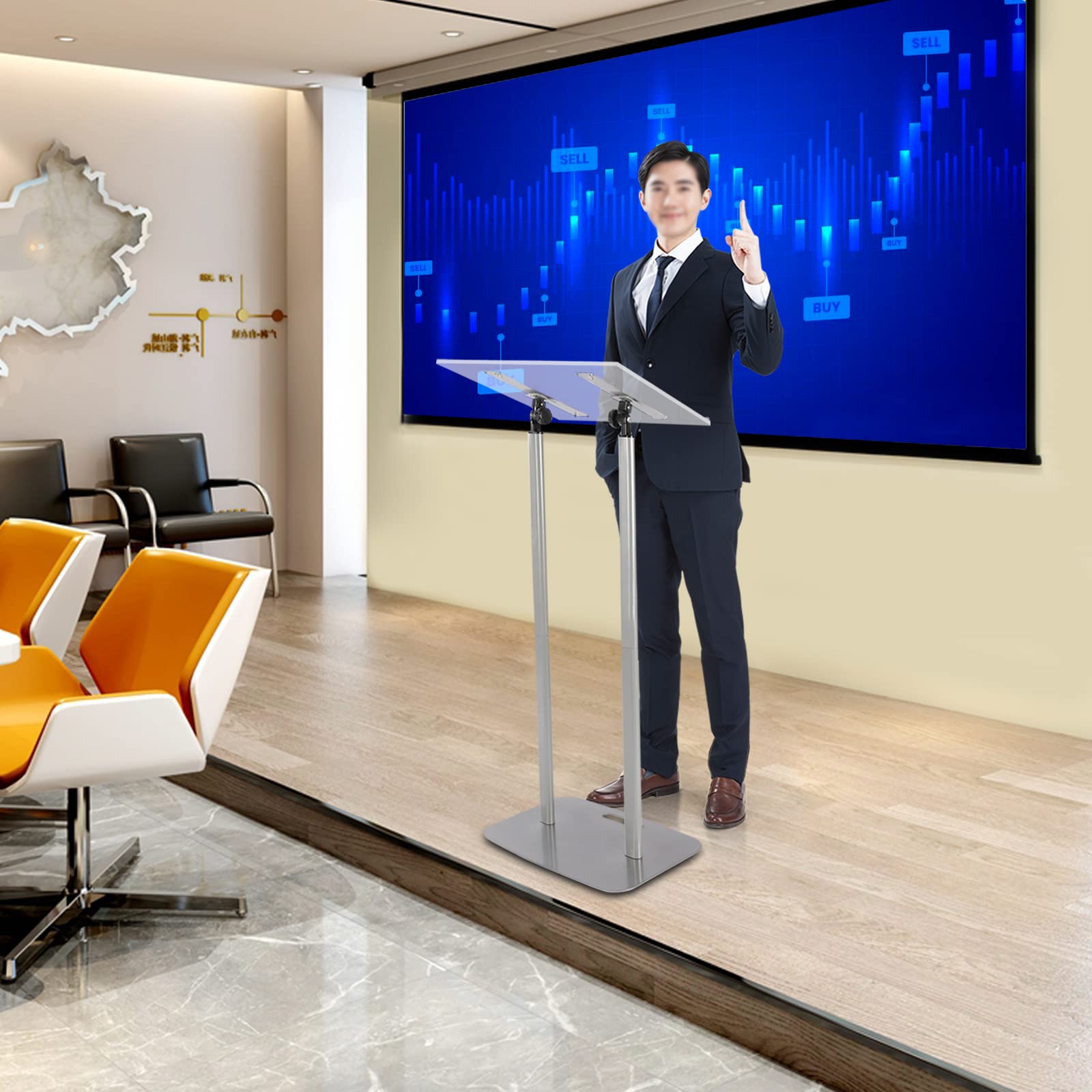 CNCEST Clear Acrylic Lucite Podium Pulpit Lectern Transparent Acrylic ...