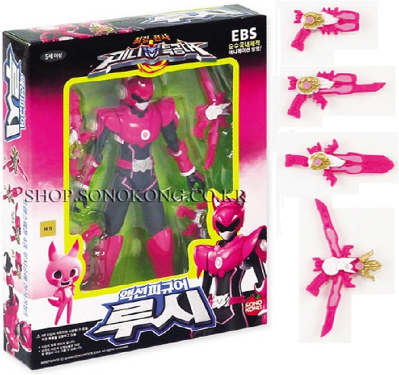 Miniforce Lucy Korean Robot Action Figure Pink 5.5" Mountable 4 Weapons ...