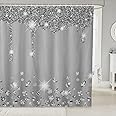Amazon.com: Silver Glitter Shower Curtain (No Glitter) Bling Party ...