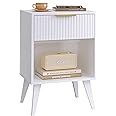 Amazon.com: YAUKOMEL Fluted Night Stand with Opening Storage,Mid Century Bedside Table with ...
