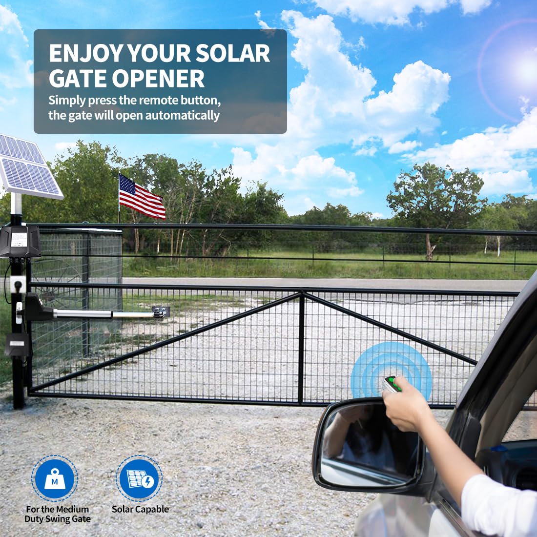 Mua TOPENS AT6131S Solar Single Swing Gate Opener Medium Duty Automatic ...