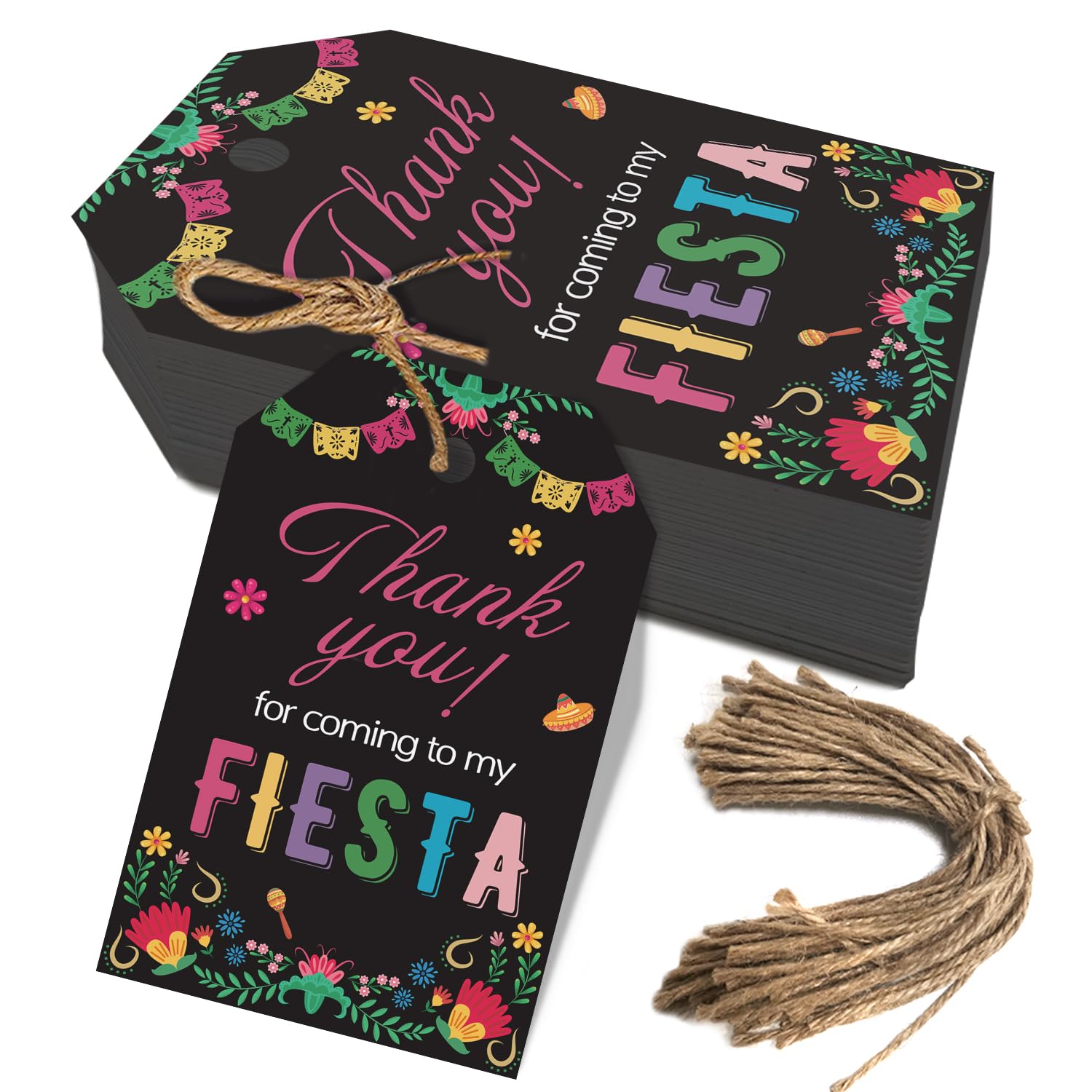 Aukolass 50PCS Fiesta Gift Tags, Thank You Tags for Mexican Themed ...