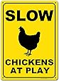 Slow Chickens at Play Caution or Chicken Crossing Sign, 10” x 14 ...