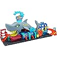 Amazon.com: Hot Wheels City Toy Car Track Set, Ultra Shark Car Wash with 1:64 Scale Color Reveal ...