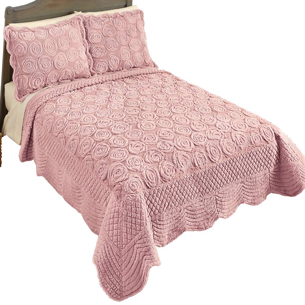 Quilts Plush Raised Floral Design Collections Etc Elegant Faux Fur Rose ...