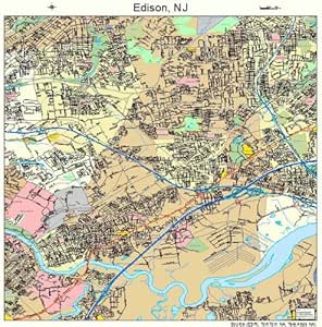 Amazon.com: Large Street & Road Map of Edison, New Jersey NJ - Printed ...