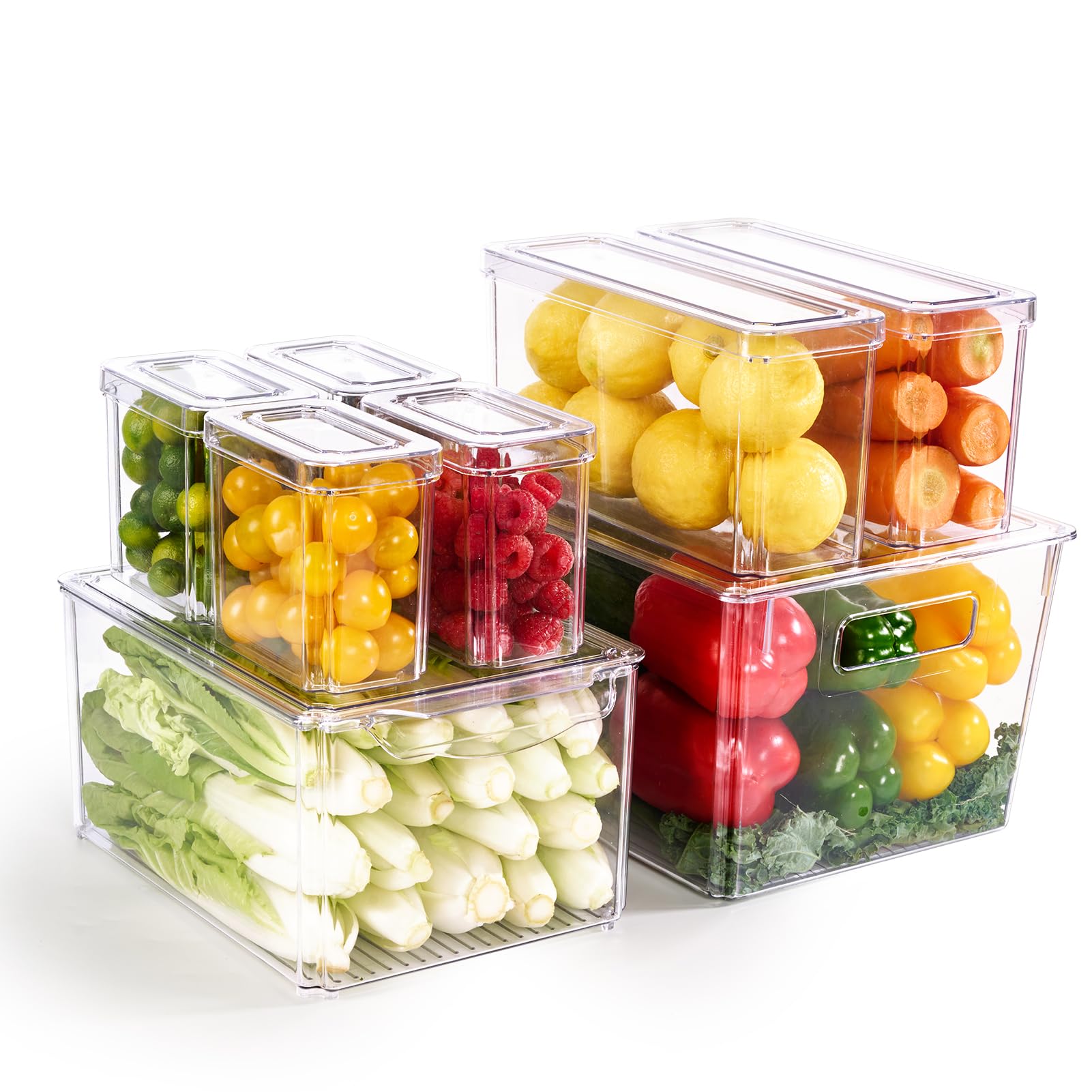 MUCHII 8 Pack Fridge Organizers, Stackable Fridge Organizer Bins with ...