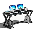 Amazon.com: Glass Computer Desk with Metal Frame, Home Office Desks ...