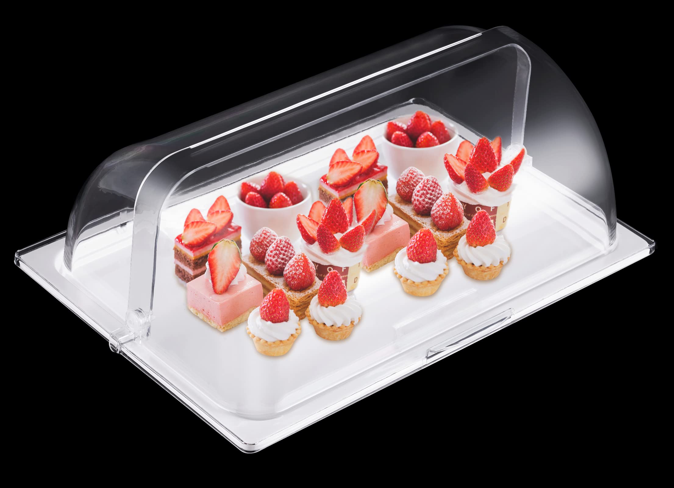 YMJOINMX Food Serving Display Tray with Clear Roll Top Cover Reusable ...