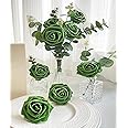 Amazon.com: Gankar Sage Green Roses Artificial Flowers 25pcs, Real ...