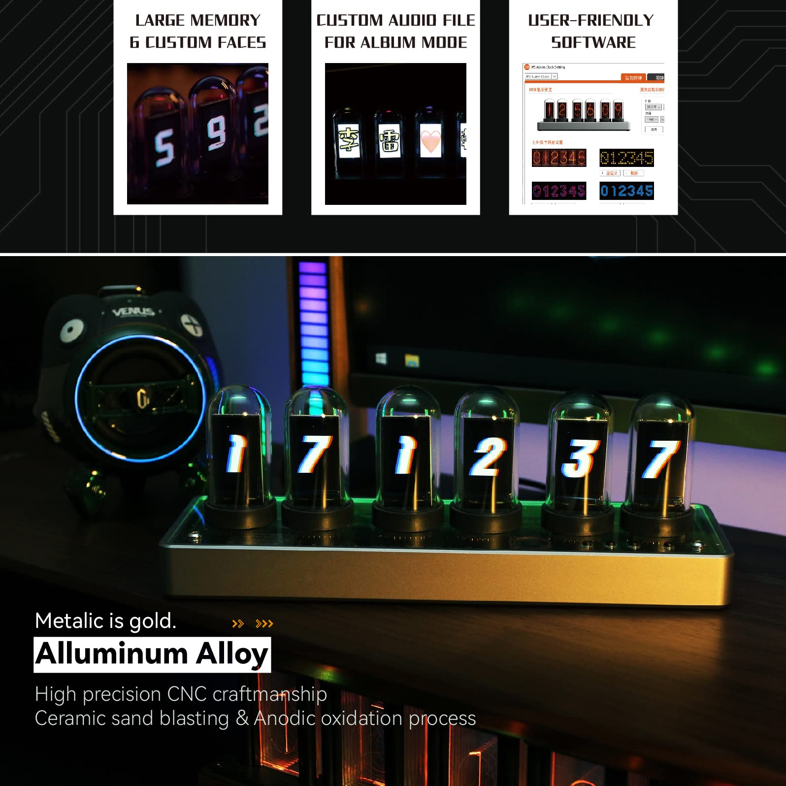 Mua Imitation IPS Nixie Tube Clock,DIY Nixie Clock,Digital Clock Alarm ...