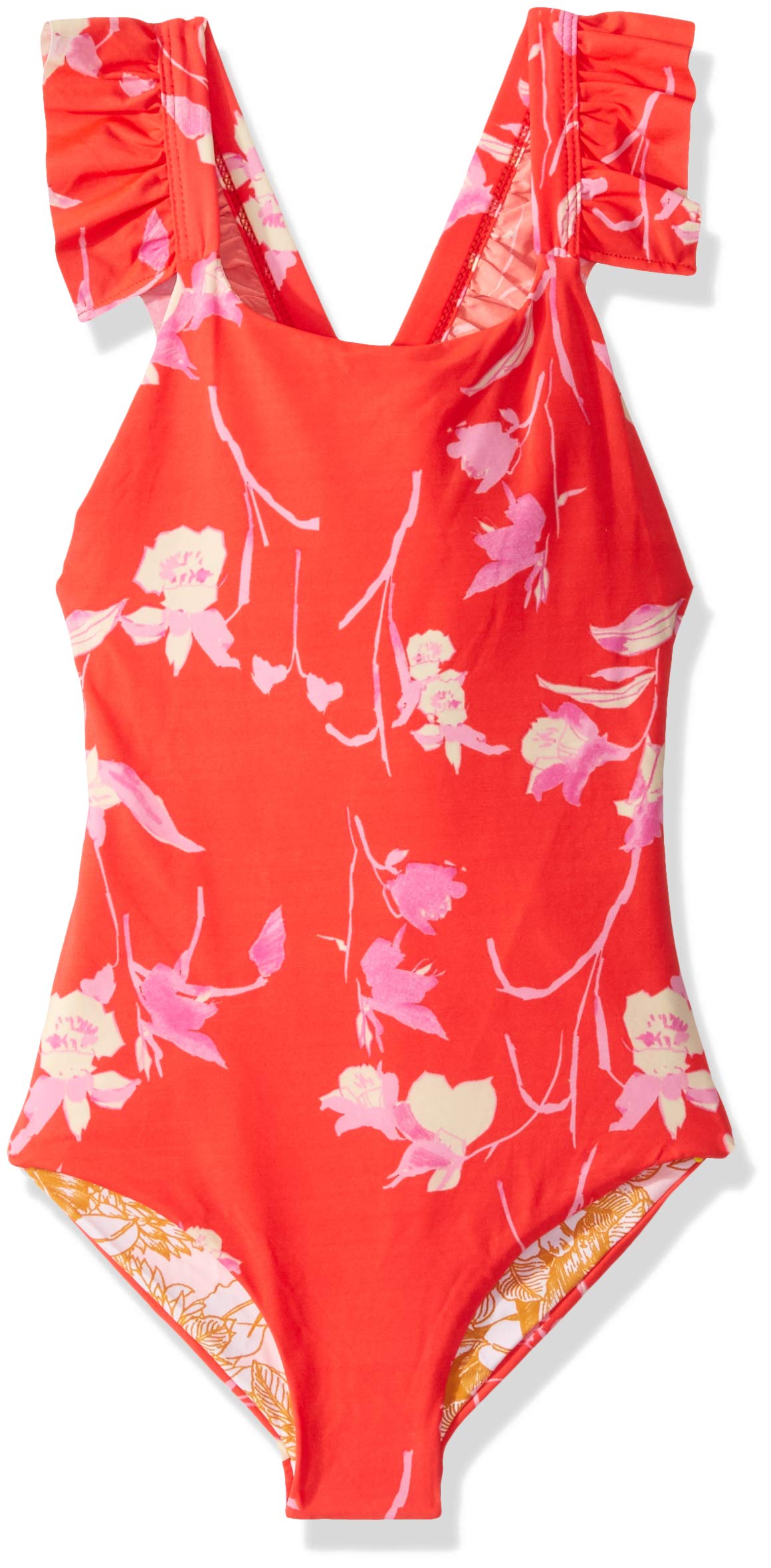 Maaji Girls' One Piece with Cross Back Ruffle Trim Straps Swimsuit ...