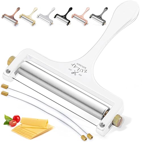 Zulay Kitchen Stainless Steel Wire Cheese Slicer - Adjustable Hand Held ...