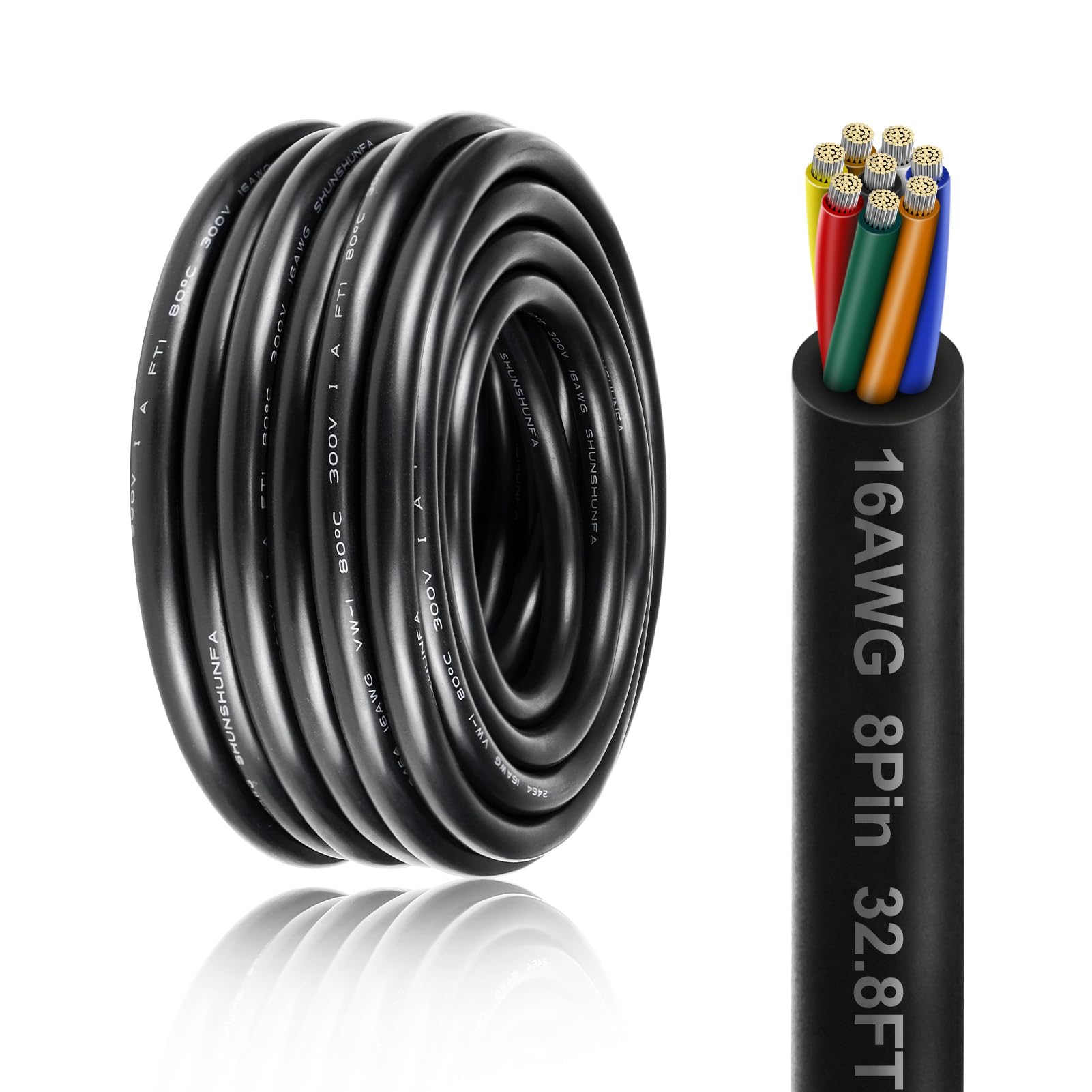 16 Gauge 8 Conductor Electrical Wire, 32.8FT 16AWG PVC Thermostat Wire ...