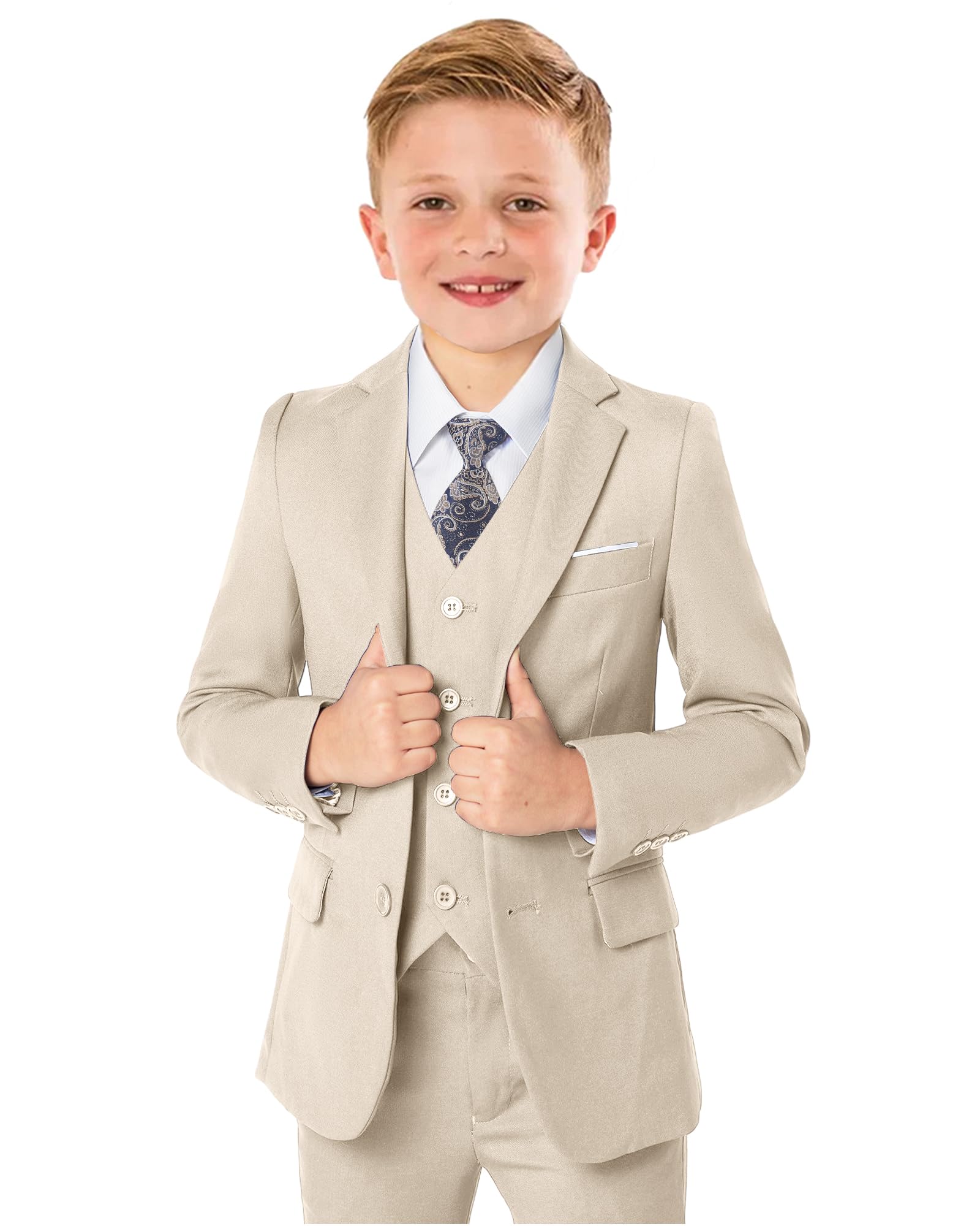 KEYWANTS Teen Boy Suit for Kids Champagne Slim Fit Wedding Christmas ...