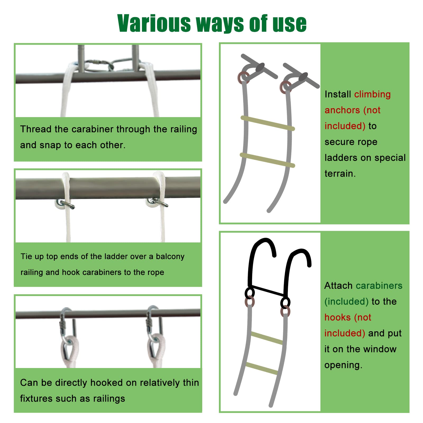 8 Foot Fire Escape Ladder, 8 FT Portable Emergency Ladder, Climbing ...