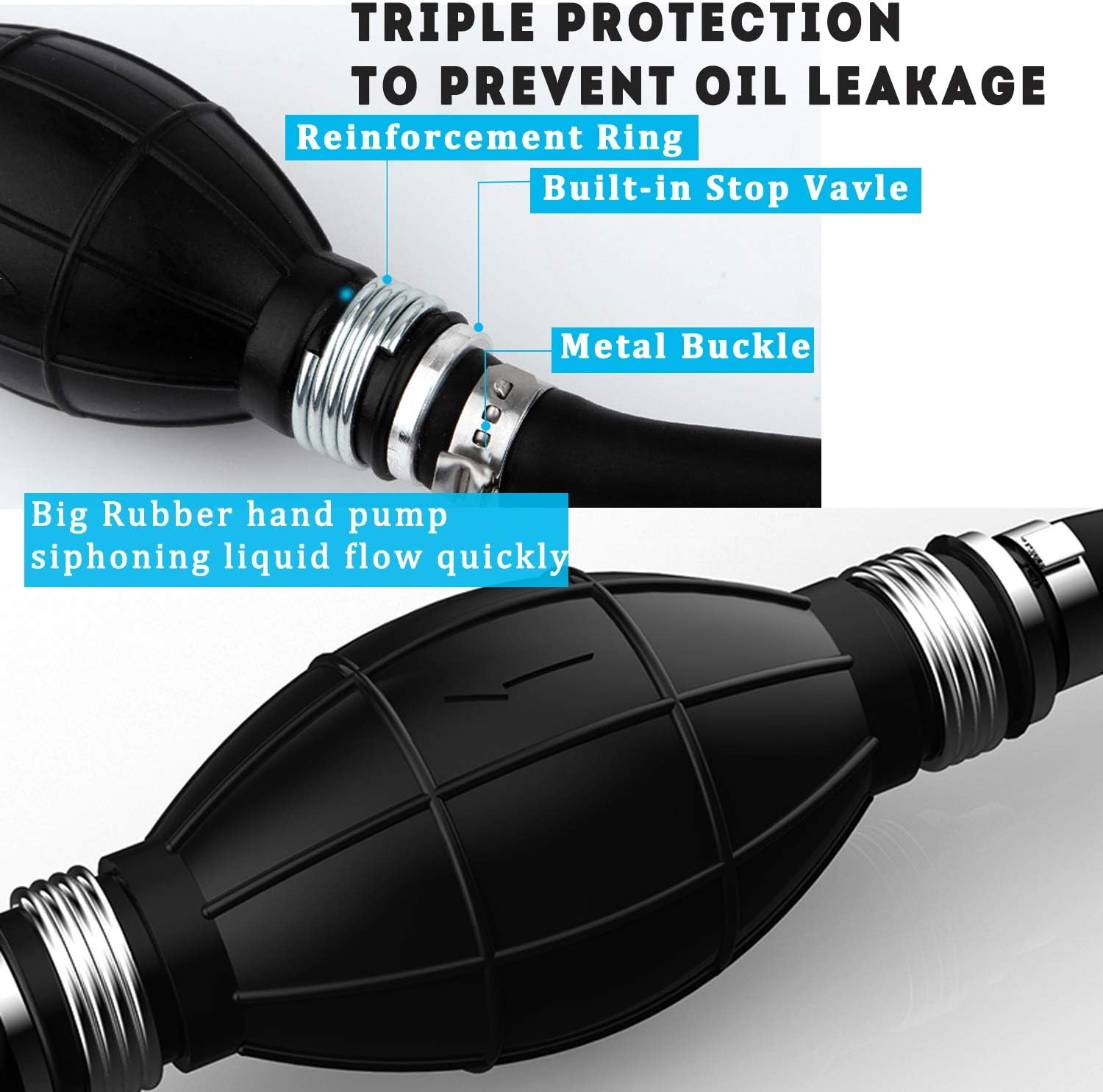 Newest High Flow Siphon Pump, Gasoline Oil Water Fuel Diesel Transfer ...