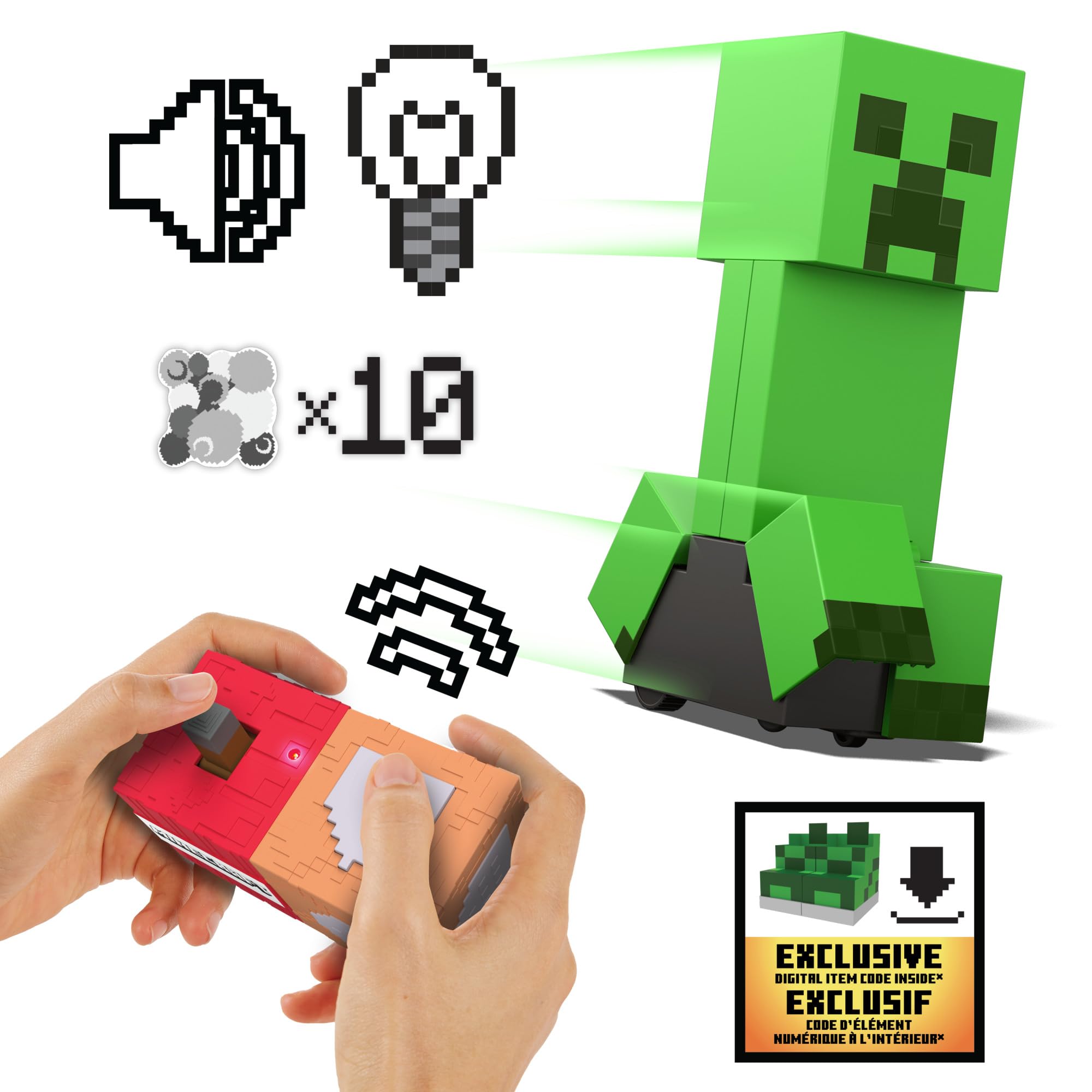 Mattel Minecraft Exploding RC Creeper With Lights & Sounds, 10 ...