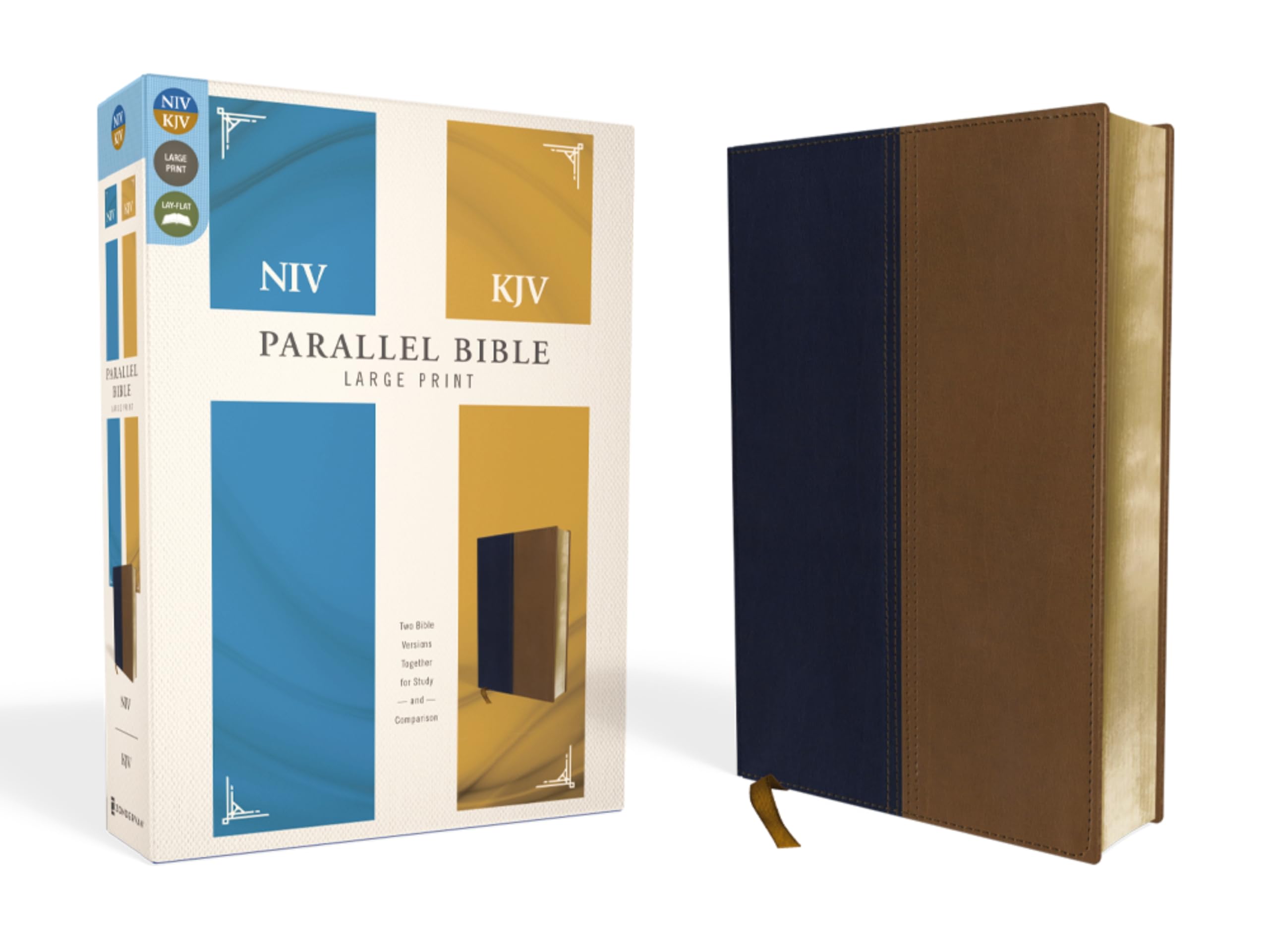 Mua NIV, KJV, Parallel Bible, Large Print, Leathersoft, Navy/Tan: The ...