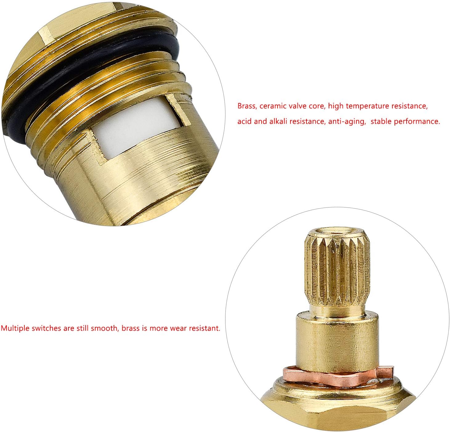 1 Pair Universal Replacement Tap Valves Brass Ceramic Disc Cartridge ...