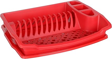 Large Plastic Dish Drainer With Drip Tray Draining Rack Plate Cup ...