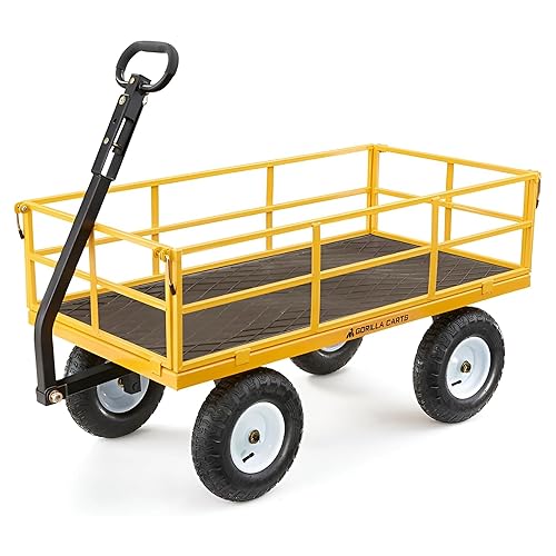 Gorilla Carts Heavy Duty Utility Cart, All Terrain Garden Wheelbarrow ...