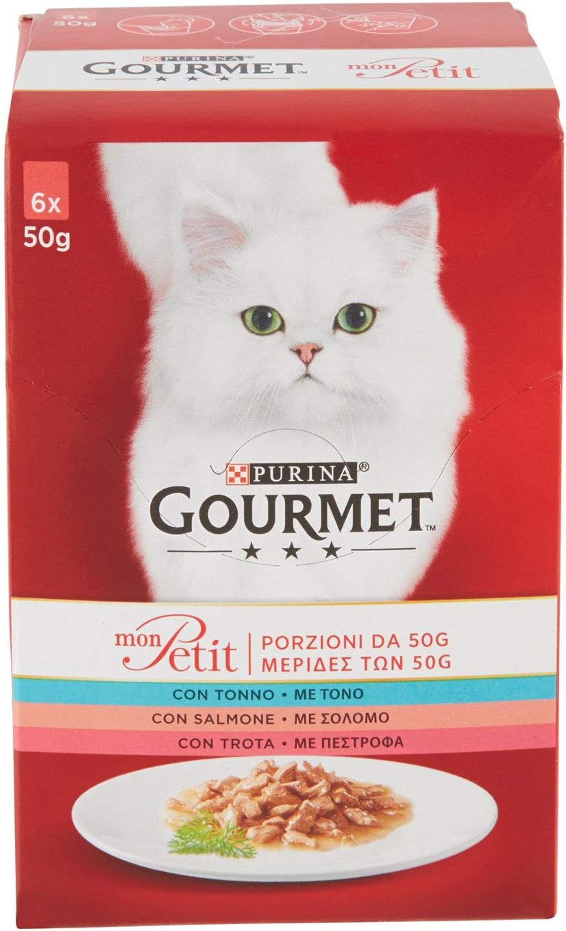 Gourmet Mon Petit Cat Food, Small Portions in 3 Flavours (Tuna, Salmon ...