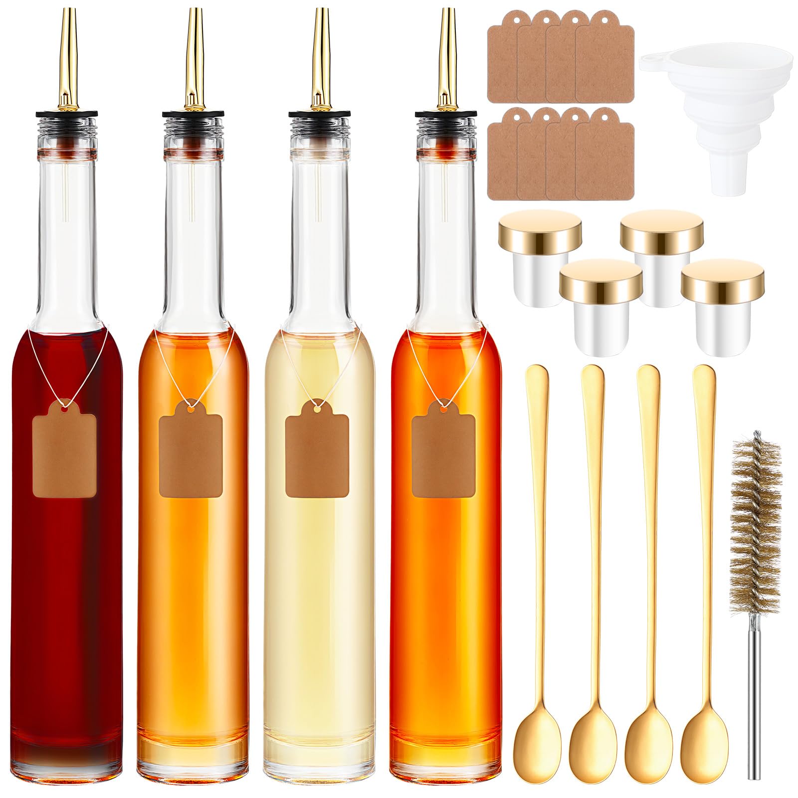 Baderke 26 Pcs Syrup Dispenser Set 4 Pack 350 ml Bottles Metal Pour ...