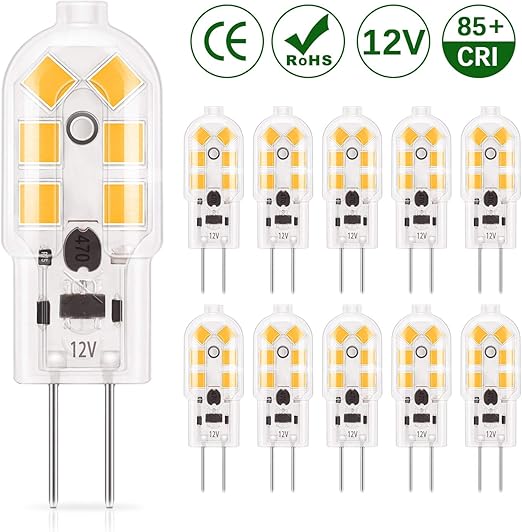 DiCUNO 10-Pack G4 LED 1.5W Ampoule, 180LM, AC/DC 12V Ampoules d'éclairage Équivalent à 20W ...
