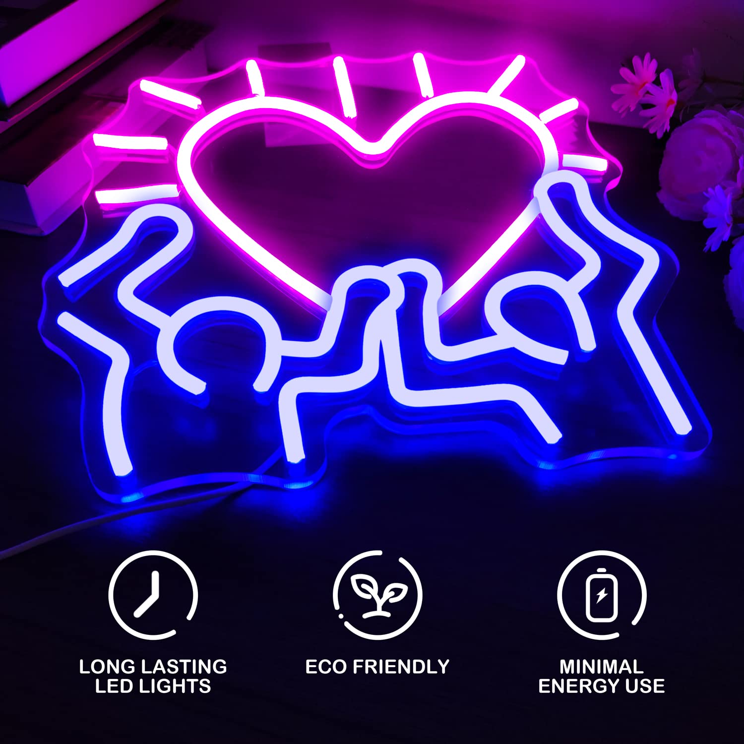 Keith Haring Neon Sign Graffiti Heart LED Signs For Wall Dimmable Heart ...