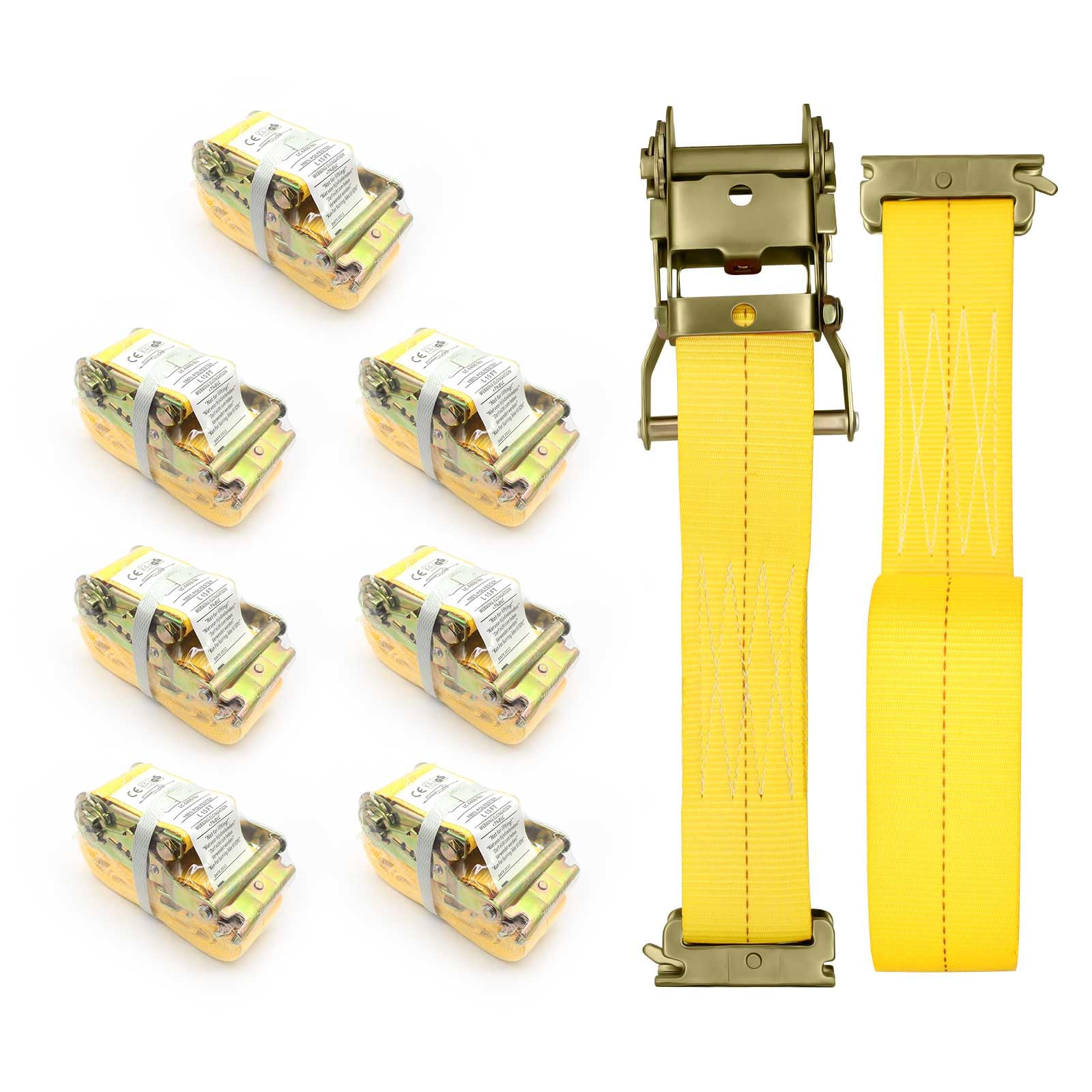 SALUINOKI 8Pack 2x15 E-Track Straps Ratchet Yellow Box Truck Etrack ...