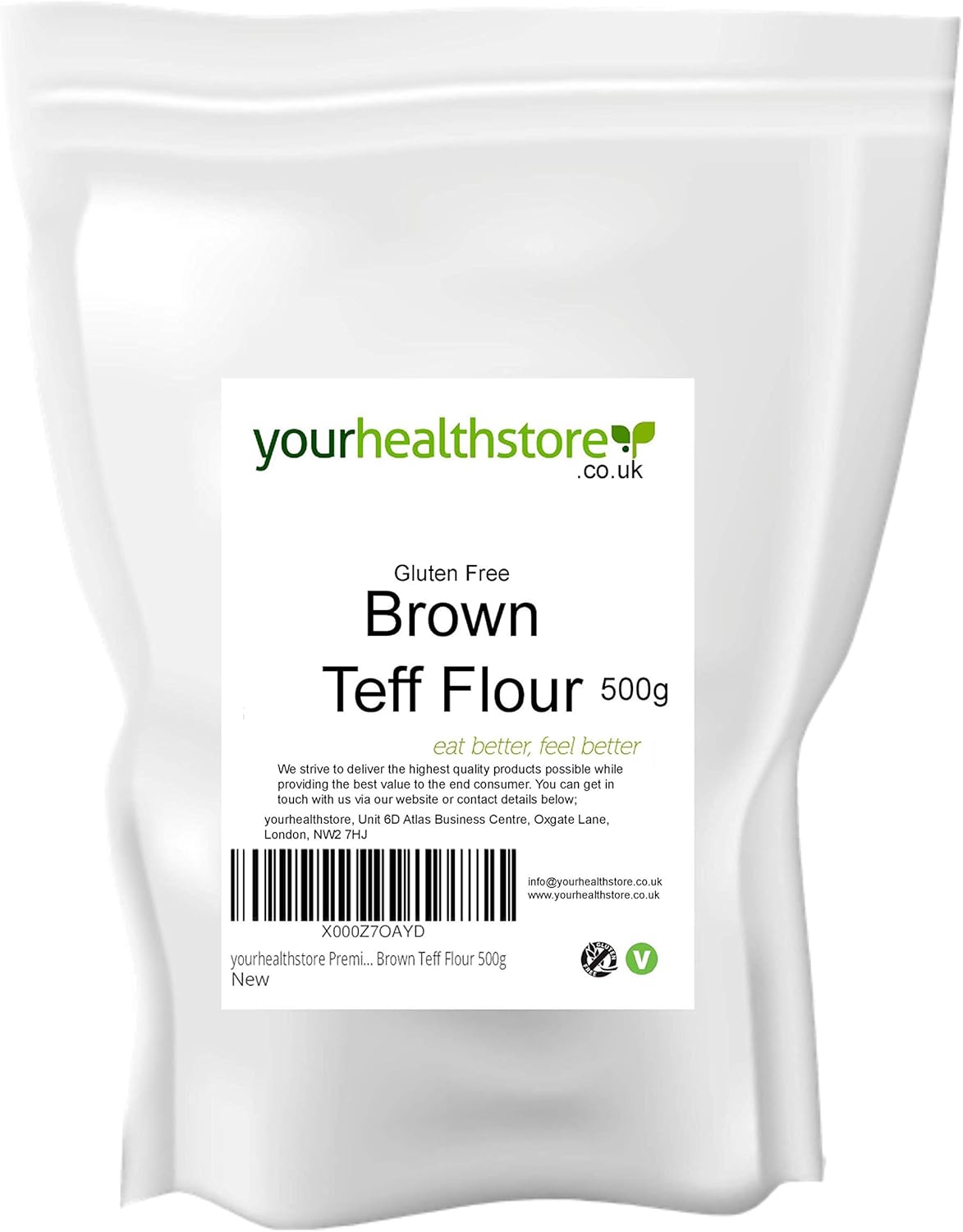 yourhealthstore Premium Gluten Free Brown Teff Flour 500g: Amazon.co.uk ...