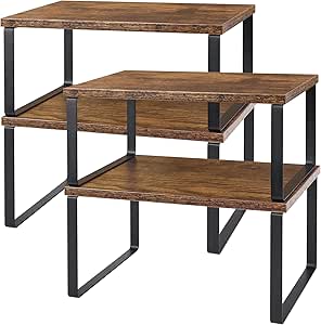 Amazon.com: Set of 4 Counter Shelves Kitchen Stackable Cabinet Shelf ...
