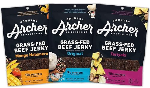 Country Archer Grass-Fed Beef Jerky Variety Pack - Beef Jerky Snack ...
