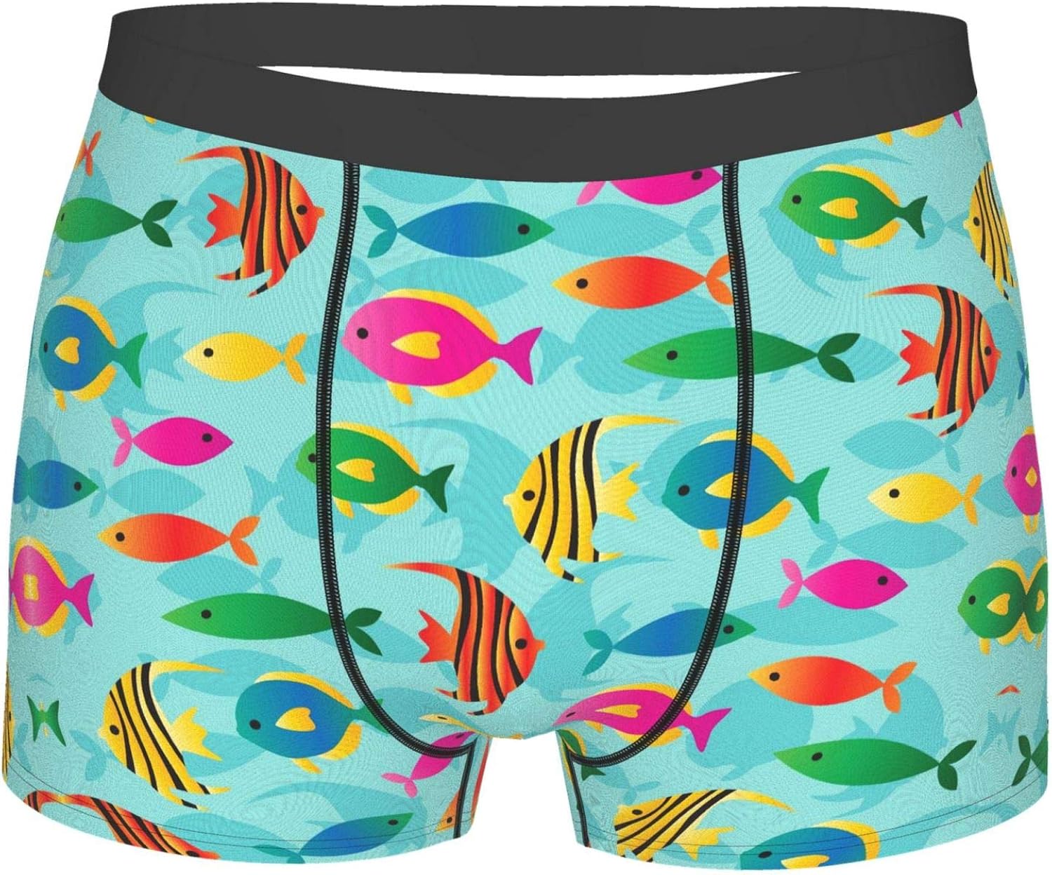 Mens Boxer Briefs Tropical Rainbow Fish Underwear with Has Black Nylon ...